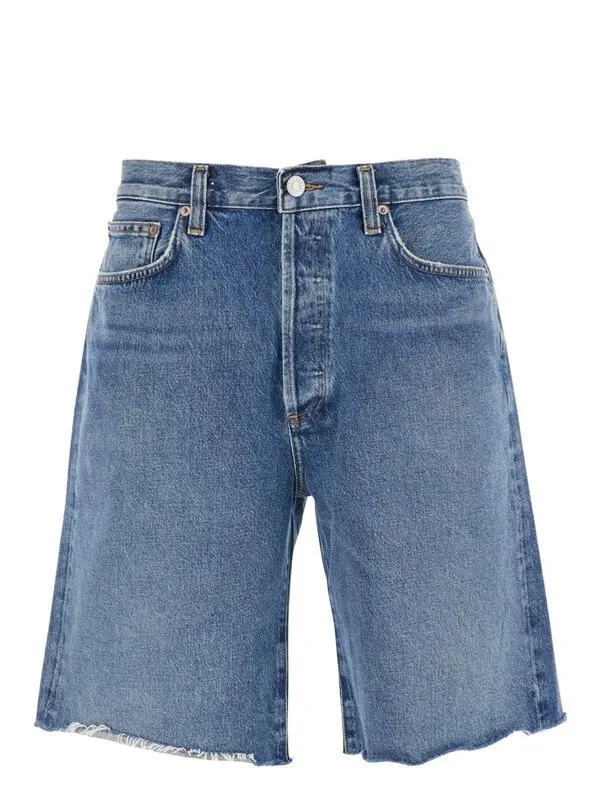 AGOLDE Raw Edge Hem Denim Shorts - Blue