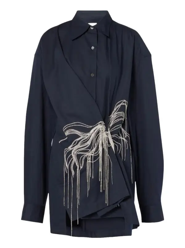 Dries Van Noten Embellished Oversized Shirt - Navy