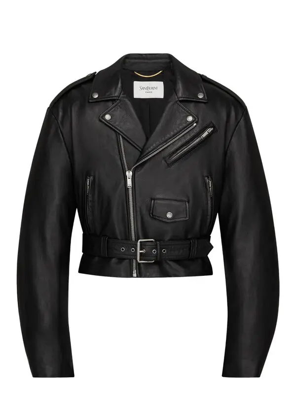 Saint Laurent Zip-up Biker Jacket - Black