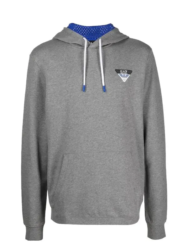 EA7 Logo Cotton Hoodie - Gray