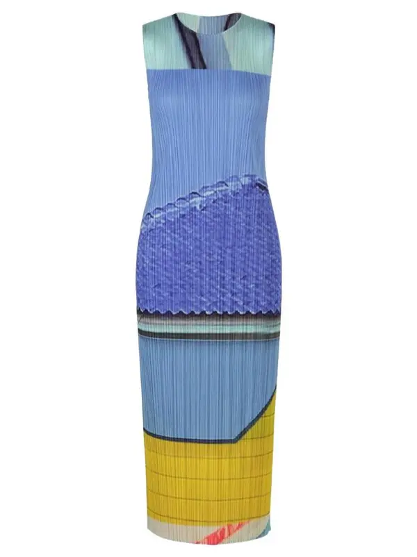 PLEATS PLEASE BY ISSEY MIYAKE Sleeveless Midi Dress - Blue