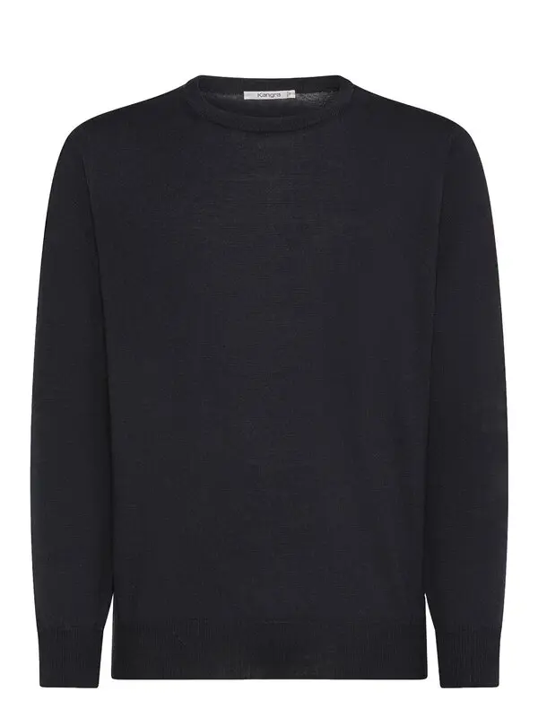 KANGRA Round Neck Long Sleeve Sweater - Black