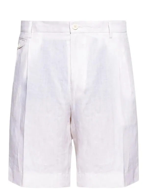 Dolce & Gabbana Pleated Linen Shorts - White
