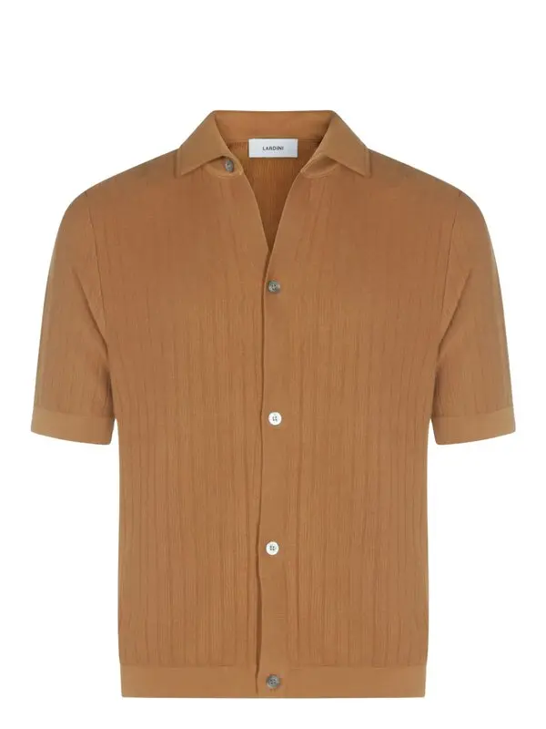 LARDINI Ribbed Knit Short-sleeve Shirt - Brown