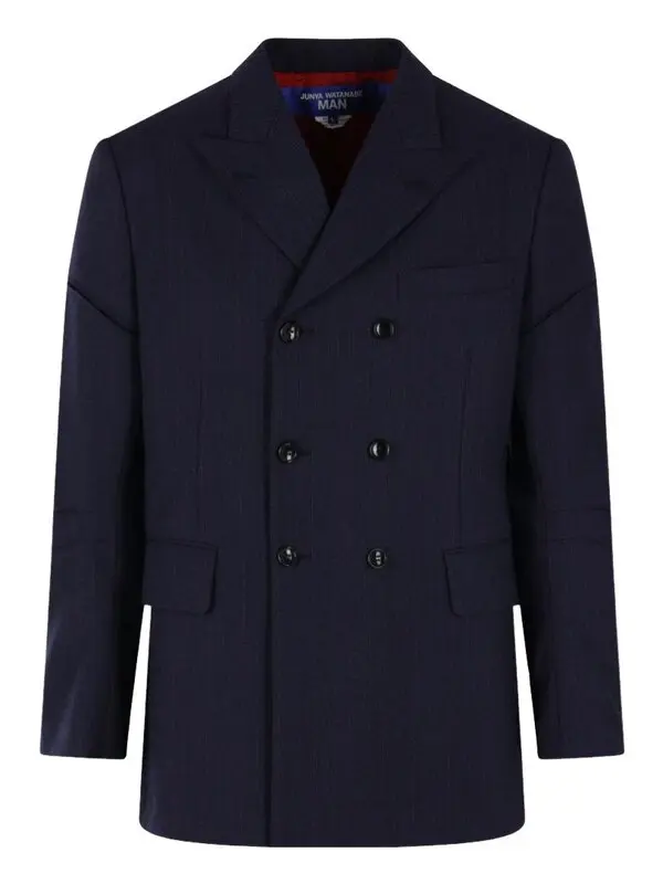 Junya Watanabe Double-breasted Pinstripe Suit Jacket - Black