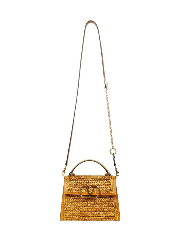 Valentino Garavani Vlogo Raffia Handbag - Brown