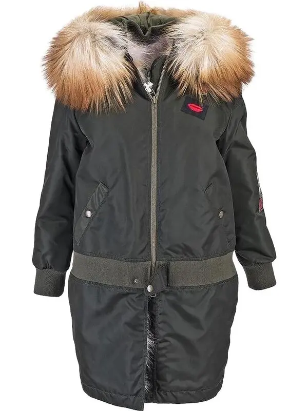 MR  MRS ITALY Mr & Mrs Italy Patchwork Bomber Parka With Fur Trim - Black