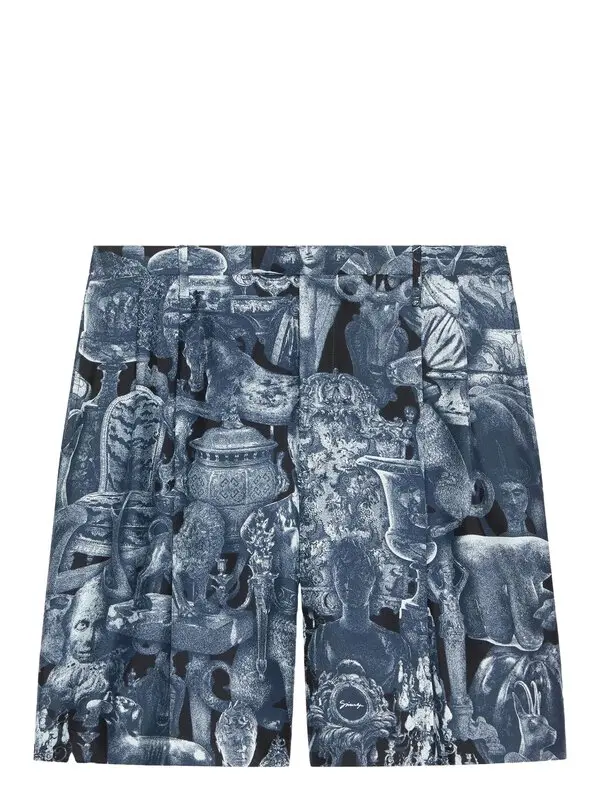 Givenchy Bermuda Shorts With Hubert Objects Print - Black/navy Blue