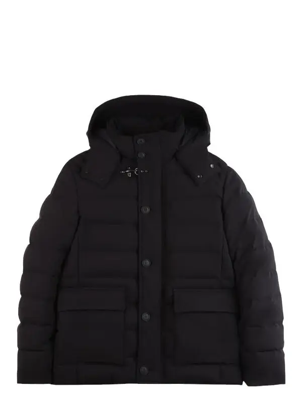 FAY Hooded Puffer Jacket With Iconic Hooks - Black