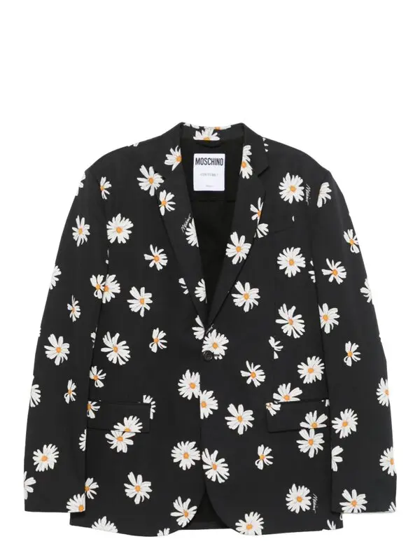Moschino Floral Print Single-breasted Blazer - Black