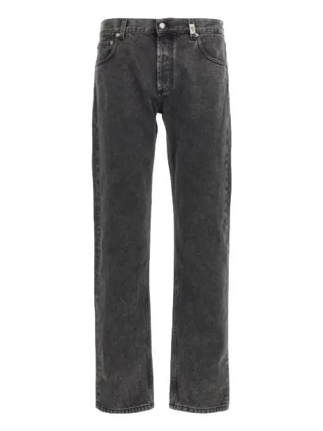 Alexander McQueen Logo Tag Straight-leg Jeans - Black
