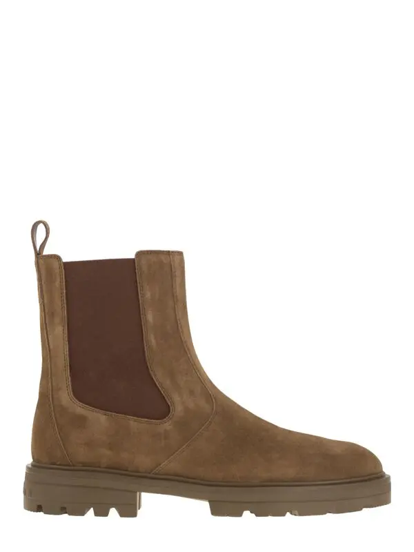 Hogan H673 Suede Chelsea Ankle Boots - Brown