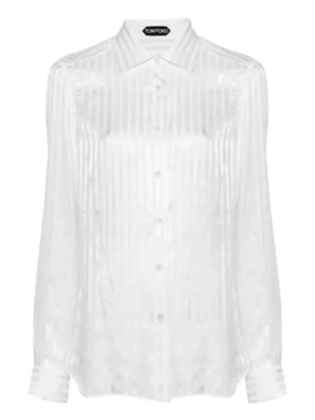 TOM FORD Striped Long-sleeved Shirt - White