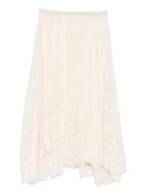 Fabiana Filippi Floral Lace Midi Skirt - White