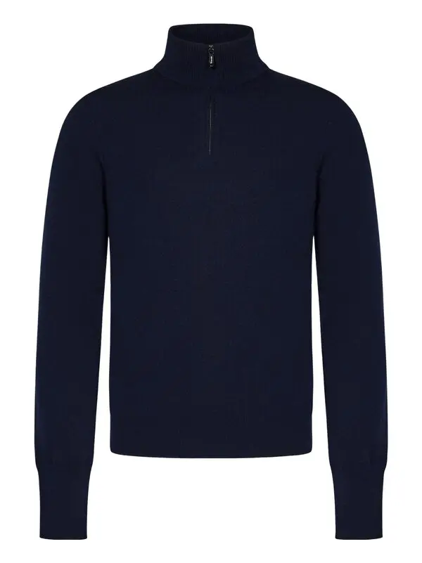 DRUMOHR Long-sleeve Quarter Zip Sweater - Blue