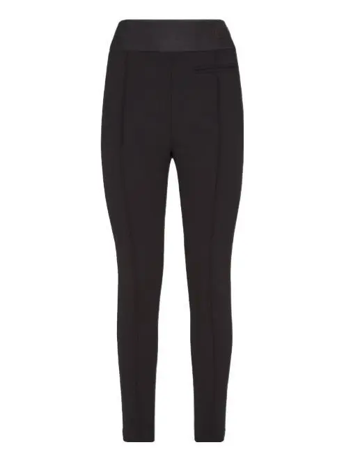 Fendi Wool Cadi Leggings With Embroidered Logo - Black