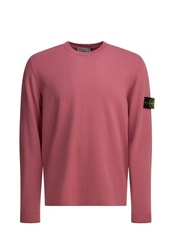 Stone Island Logo Patch Crewneck Jumper - Pink