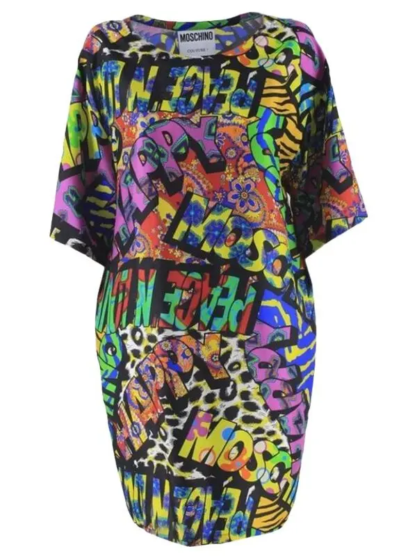 Moschino Printed Loose Dress With Open Back - Multicolor