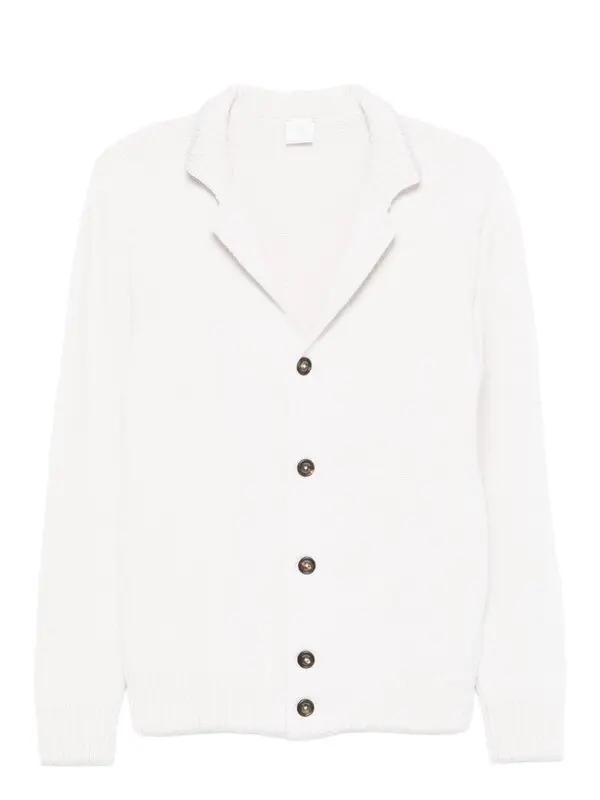 Eleventy Rib Knitted Cardigan With Contrasting Trim - White/blue