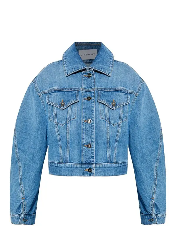 Givenchy Cropped Denim Jacket - Medium Blue