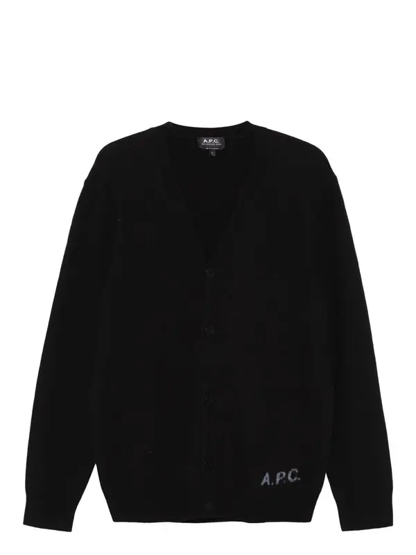 A.p.c. V-neck Cardigan With Logo Detail - Black