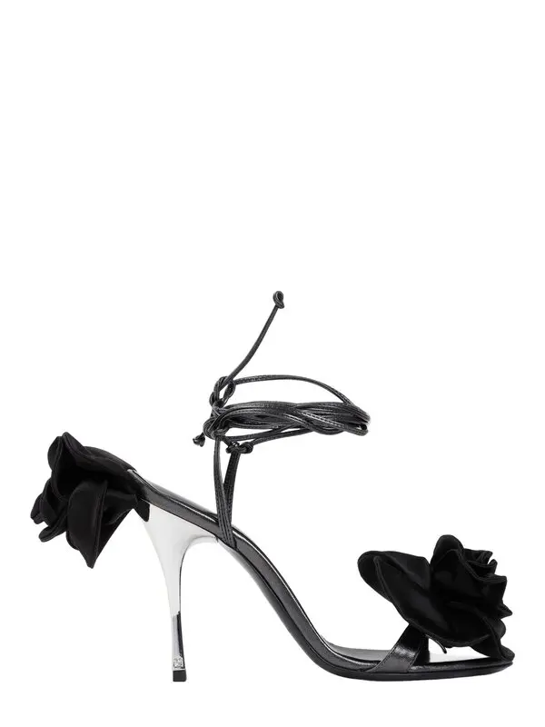 Magda Butrym Floral-appliqué Stiletto Sandals - Black