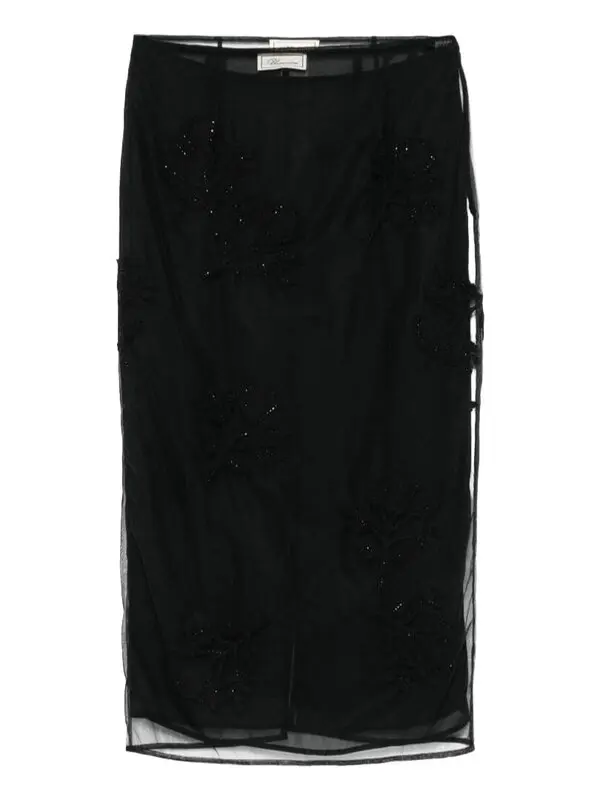 Blumarine Embroidered Tulle Skirt - Black