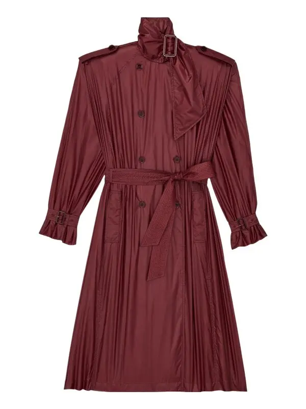 Saint Laurent Lavallière Double-breasted Trench Coat - Red