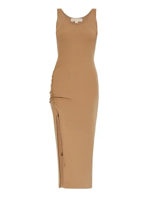 Michael Kors Ruched Tank Dress With Side Slits - Nude