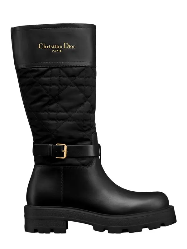 Dior Calfskin And Nylon Boots With Cannage Stitching - Black