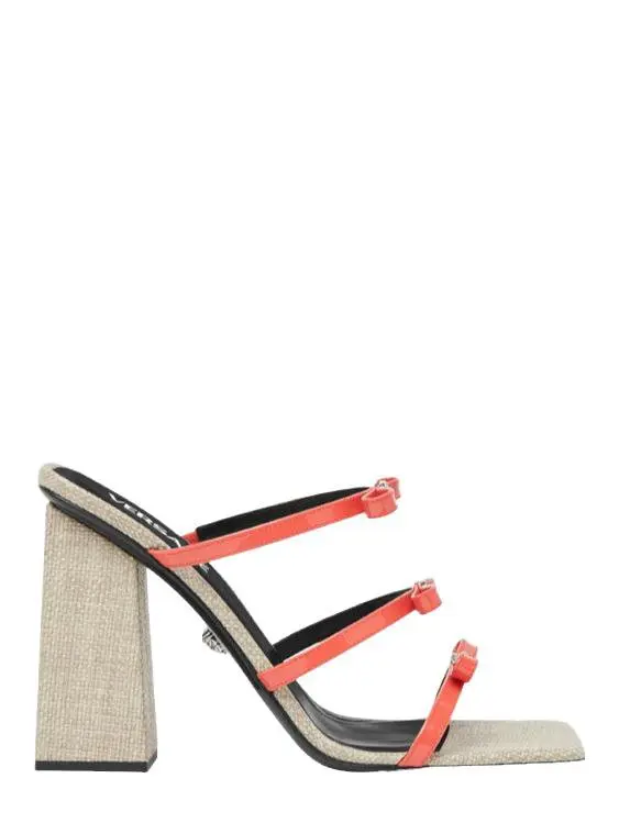 Versace Ribbon Square-toe Sandals - Beige