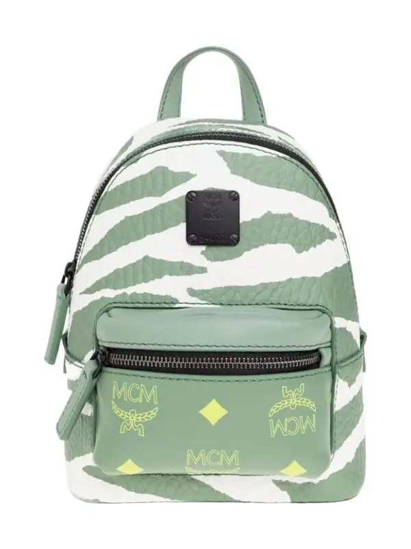Mcm Animal Printed Logo Patch Detailed Backpack - Green