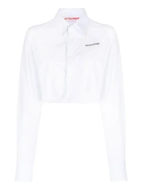 Ottolinger Cropped Logo Shirt - White