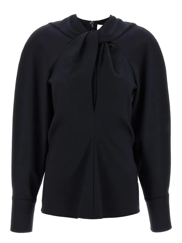 Victoria Beckham Twist Detail Blouse - Navy