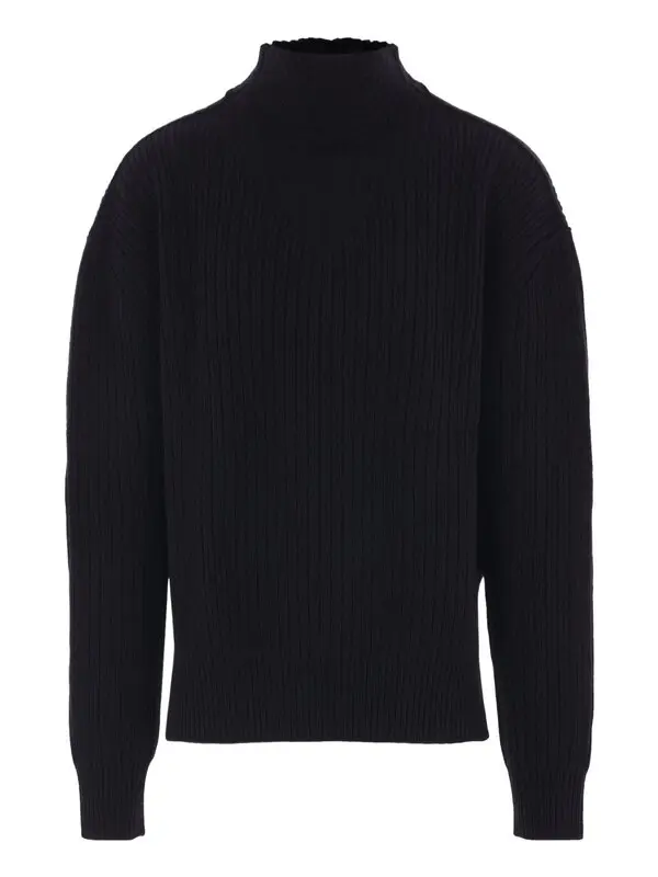 Rick Owens High-neck Ribbed Sweater - Black