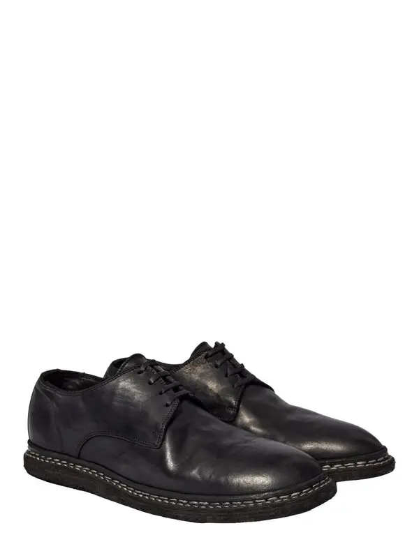 Guidi Round Toe Lace-up Casual Shoes - Black