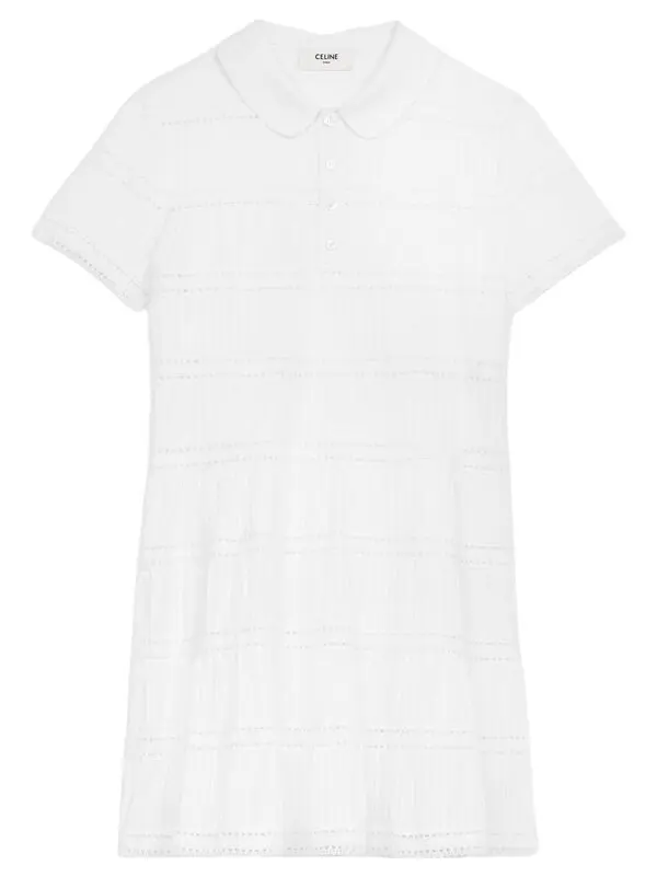 Celine Mini Dress With Embroidered Trims - White