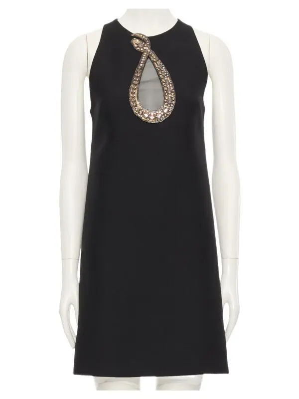 Valentino Garavani Embellished Sleeveless Crewneck Dress - Black