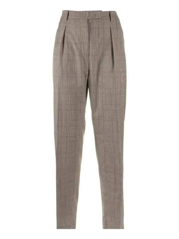 Max Mara Checked Tailored High Rise Trousers - Gray