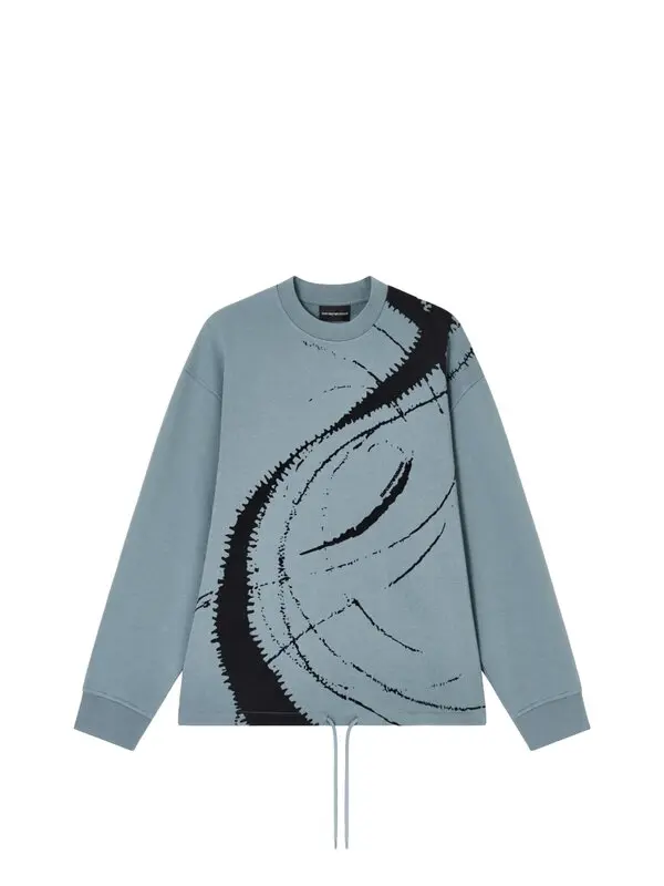 Emporio Armani Abstract Print Drawstring Sweatshirt - Blue-gray