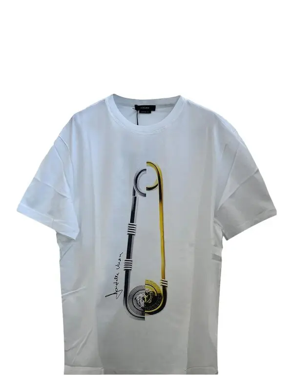 Versace Safety Pin Logo-print T-shirt - Gray