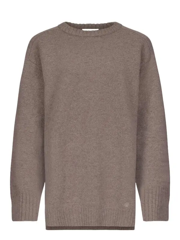 LOULOU STUDIO Crew Neck Sweater With Deep Side Slits - Gray