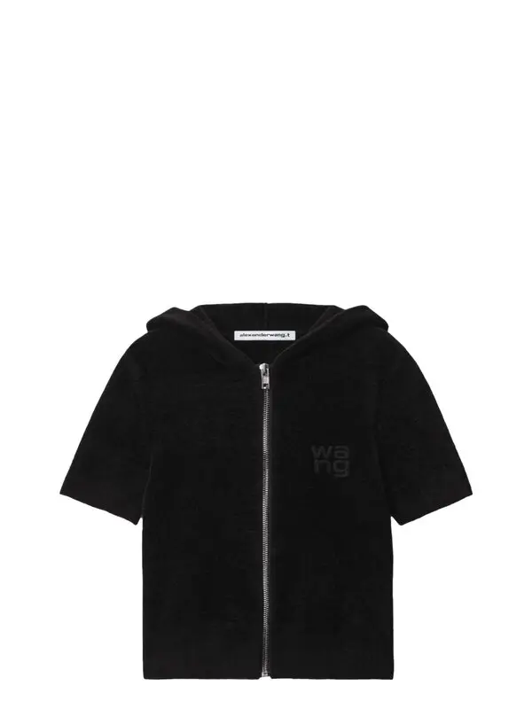 Alexander Wang Logo Embossed Cropped Hoodie - Black
