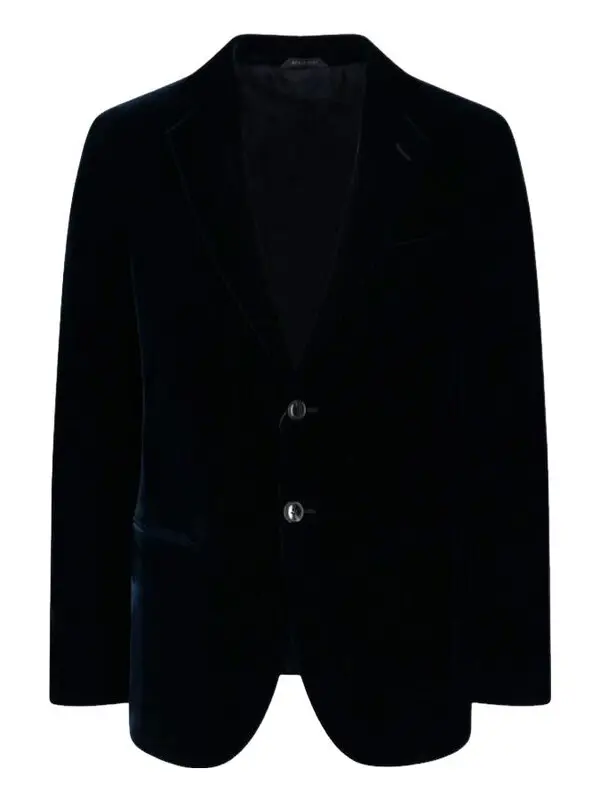 Giorgio Armani Dark Blue Double-breasted Blazer - Black