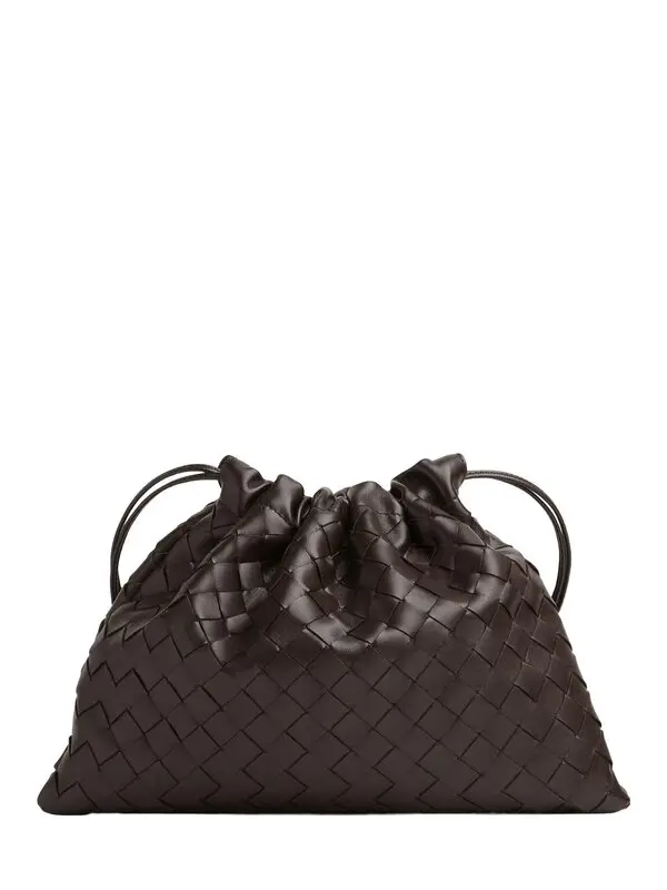 Bottega Veneta Intrecciato Drawstring Shoulder Bag - Dark Brown