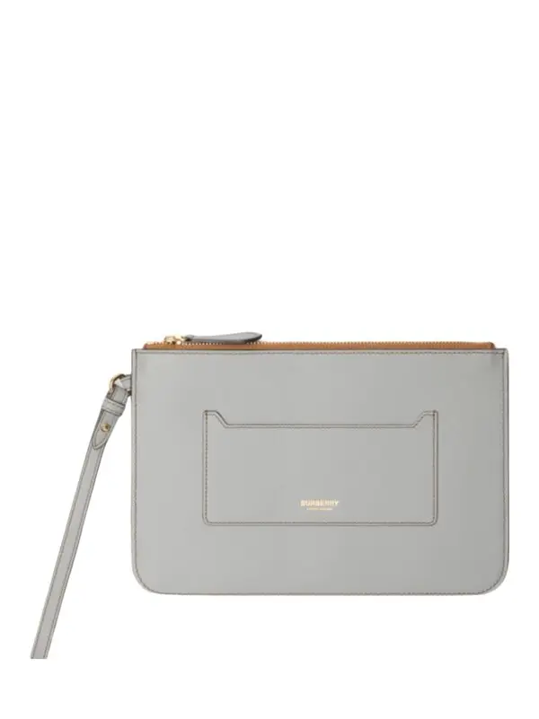 Burberry Zippered Clutch With Removable Wristband - Cloud Gray