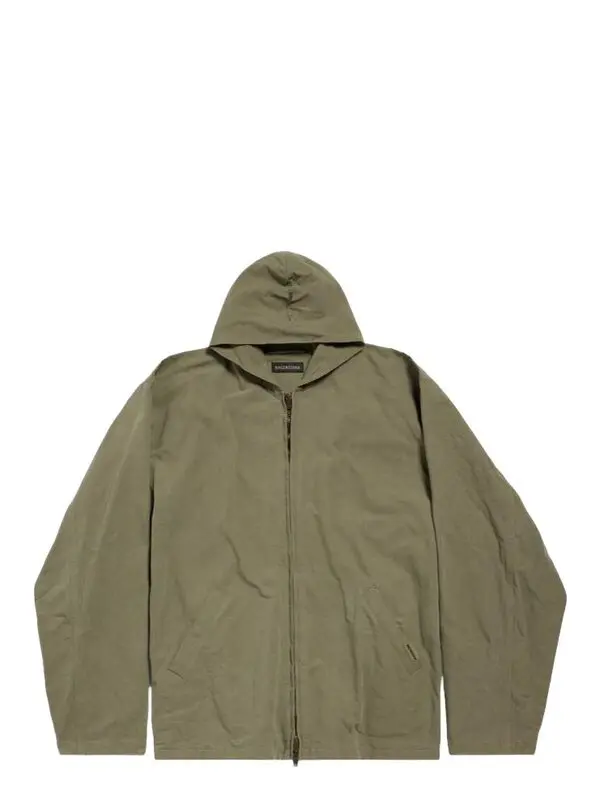 Balenciaga Zip-up Hooded Jacket With Drawstring Waist - Green
