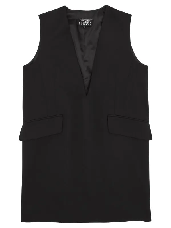 MAISON MARGIELA V-neck Mini Dress With Contrast Stitching - Black