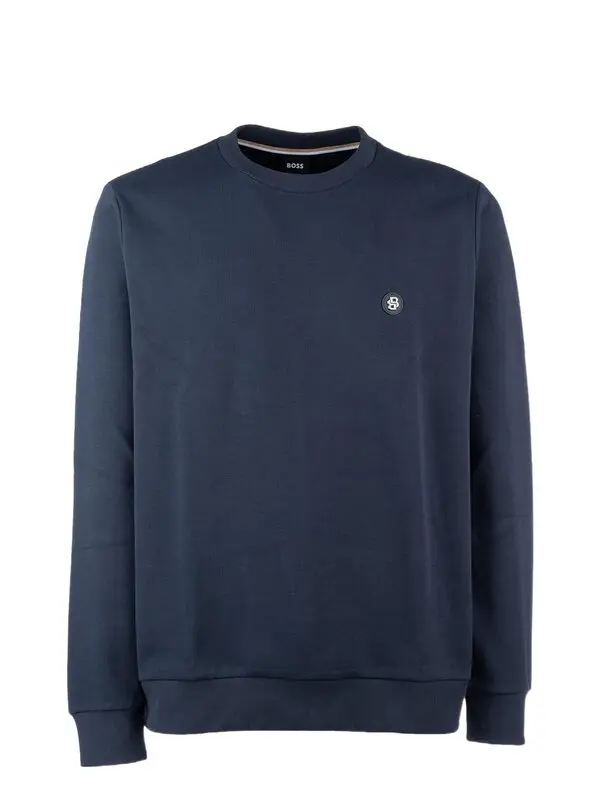 Hugo Boss Logo Plaque Crewneck Sweatshirt - Blue