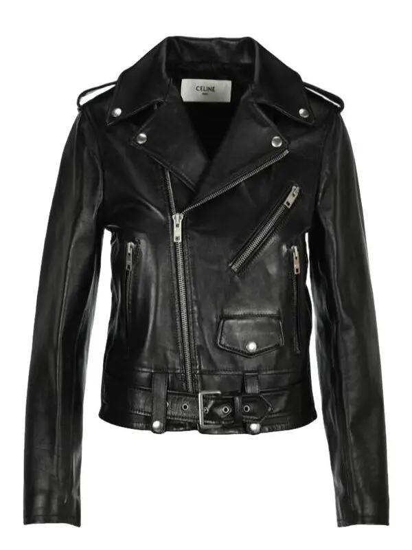 Celine Long Sleeve Leather Jacket - Black